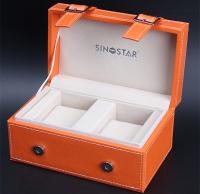 China PU Leather Wrapped Wooden Watch Storage Box 2 Slot Personalized Gift Case for sale