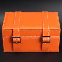 China PU Leather Wrapped Wooden Watch Storage Box 2 Slot Personalized Gift Case for sale