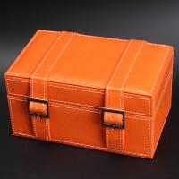 China PU Leather Wrapped Wooden Watch Storage Box 2 Slot Personalized Gift Case for sale