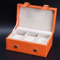 China PU Leather Wrapped Wooden Watch Storage Box 2 Slot Personalized Gift Case for sale
