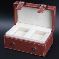 China Luxury Waterproof Velvet Double Watch Box Brown Rectangle Durable 1000pcs MOQ for sale