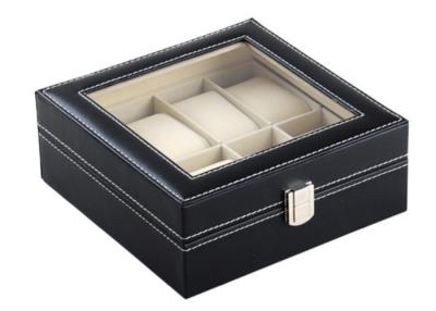 China Custom Logo 8 Slot Leather Watch Display Box with Window Gift Packaging 200x200x80mm for sale