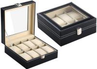 China Custom Logo 8 Slot Leather Watch Display Box with Window Gift Packaging 200x200x80mm for sale