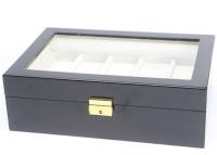 China Custom Logo Wood Watch Storage Box 10 Slots Screen Printing Gift Packaging for sale