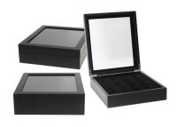 China Black Square Watch Storage Box Luxury Waterproof Velvet 12 Slots 330x200x90mm for sale