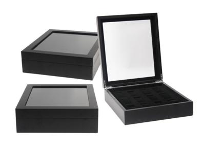 China Black Square Watch Storage Box Luxury Waterproof Velvet 12 Slots 330x200x90mm for sale
