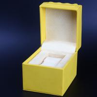 China Yellow Leather Leather Watch Box Screen Printing Surface Finish For Gift Packaging for sale