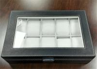 China MDF Covered Leather Watch Display Case 10 Slots Mens Watch Collection Box Custom Logo for sale