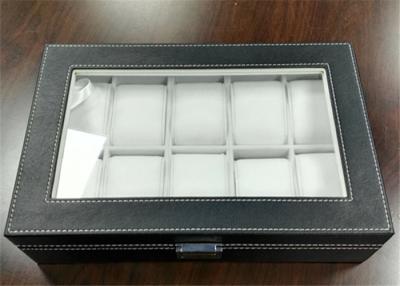 China MDF Covered Leather Watch Display Case 10 Slots Mens Watch Collection Box Custom Logo for sale