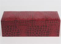 China Red 5 Slot Watch Box MDF Velvet Rectangle Luxury Mens Womens Storage Case Custom Logo for sale