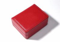 China Custom Luxury Red Leather Jewelry Box with Velvet Insert Handmade Gift Packaging for sale