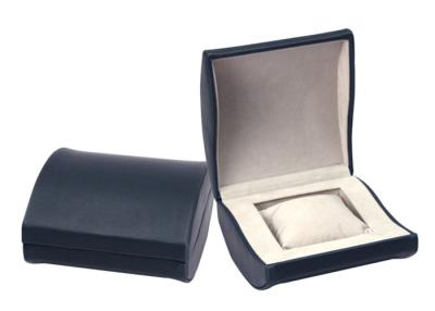 China Handmade PU Leather Watch Case 1 Slot Soft Grey Velvet Lining Mens Travel Storage Box for sale