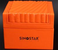 China Custom Logo High Gloss Orange PU Leather Watch Box 5-10 Days Sample Eco Friendly for sale