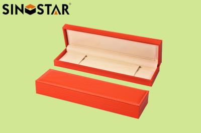 China Custom Kraft Paper Watch Storage Box with Orange PU Leather Twist Design for sale
