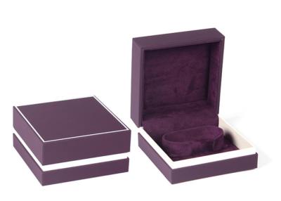 China Purple Velvet Covered Plastic Jewelry Box Custom Logo Gift Packaging 200gsm for sale