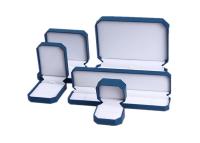 China Custom Blue Plastic Jewelry Box with Paper Cover OEM Gift Packaging 1000pcs MOQ for sale