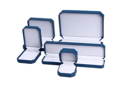 China Custom Blue Plastic Jewelry Box with Paper Cover OEM Gift Packaging 1000pcs MOQ for sale