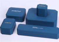 China Custom Blue Plastic Jewelry Box with Paper Cover OEM Gift Packaging 1000pcs MOQ for sale
