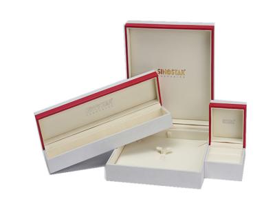 China Custom White Red Jewelry Box Plastic Paper Velvet 250gsm Gift Packaging for sale