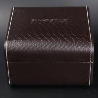 China Single Twist Brown Leather Watch Box with Stitching Custom Size 1000pcs MOQ for sale
