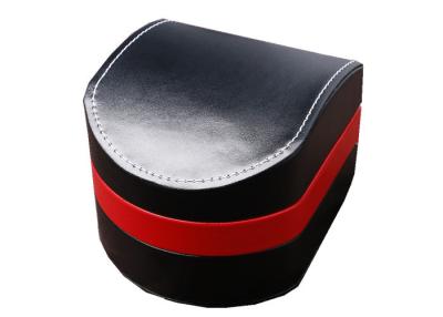 China Single Twist Plastic Watch Box Black PU Leather with Stitching Eco-Friendly Custom Size for sale