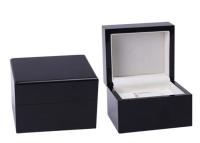 China High Gloss Black Wooden Watch Box 9mm MDF Eco Friendly Custom Logo for sale
