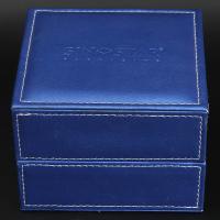 China Custom Blue Leather Wooden Watch Jewelry Box with Free Logo Printing ODM for sale