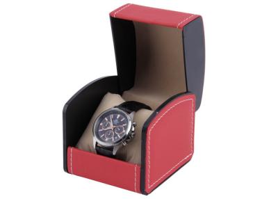 China Synthetic Leather Watch Box Case Red Brown for Bracelet Bangle Jewelry Storage 10x9x8cm for sale