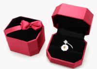 China Custom Red PU Leather Jewelry Box with Ribbon Eco-Friendly Gift Packaging 200gsm for sale