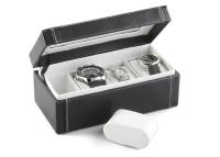 China 3 Slot Leather Watch Storage Box Custom Logo Eco Friendly MDF Velvet Insert for sale