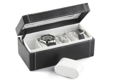 China 3 Slot Leather Watch Storage Box Custom Logo Eco Friendly MDF Velvet Insert for sale