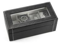 China 3 Slot Leather Watch Storage Box Custom Logo Eco Friendly MDF Velvet Insert for sale