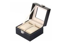 China Square Leather Watch Box 2 Slots 3 Slots Mens Jewelry Storage Case Custom Logo Gift Packaging for sale