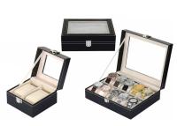 China Square Leather Watch Box 2 Slots 3 Slots Mens Jewelry Storage Case Custom Logo Gift Packaging for sale