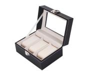 China Square Leather Watch Box 2 Slots 3 Slots Mens Jewelry Storage Case Custom Logo Gift Packaging for sale