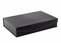 China Custom Logo Black Leather Covered Cardboard Watch Storage Box 2-12 Slots for sale