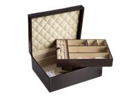 China Custom Logo Two Floors Leather Jewelry Box Embossed PU Leather Gift Packaging 25x18x8 cm for sale