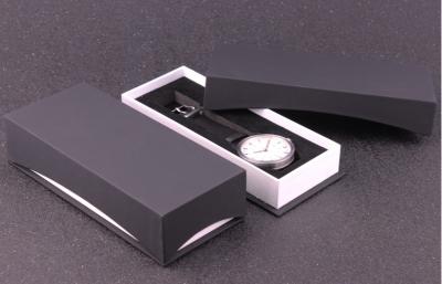China Custom Luxury Paper Watch Box Black Personalized Mens Watch Packaging 157gsm Art Paper for sale