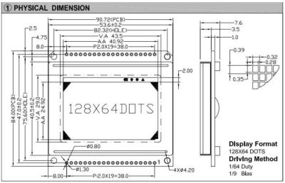 China 128*64 Graphic LCD Module FSTN 6H AT0108 AT0107 With PCB LED Backlight Industrial Display for sale