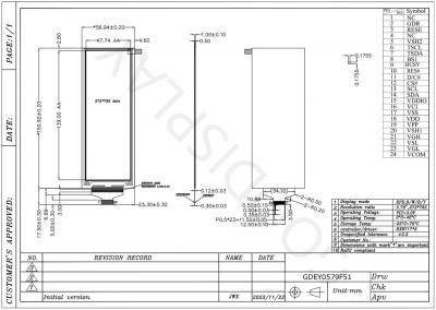 China 5.79'' 4 Color 272*792 HX8717 Based Standard E-paper Display EPD for sale