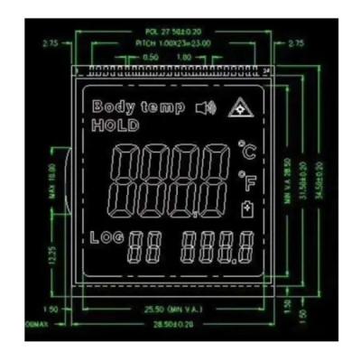 China Small Big Size 2021 Manufacturer Tn Segment LCD Display Positive Screen for Infrared Thermometer for sale