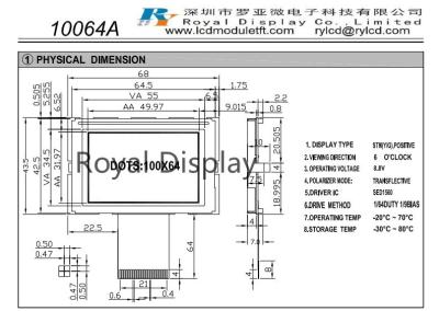 China 100X64 STN Graphic LCD Module 8.8V Monochrome COB FSTN Positive for sale