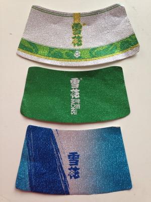 China Custom Aluminum Foil Self Adhesive Beer Neck Labels 68GSM Waterproof for sale