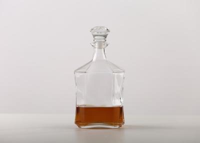China Transparent 500ml 750ml Raised Bottom Glass Wine Bottle with Cork Lid for Liquor Beverage for sale