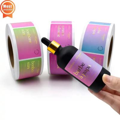 China Custom Printed Waterproof Cosmetic Logo Sticker Self Adhesive Vinyl Roll Label 500pcs MOQ for sale