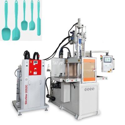 China 85 Ton Double Slide LSR Vertical Injection Moulding Machine Making Silicone Spatula for sale