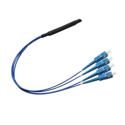 China G657A1 5m Armored Fiber Optic Patch Cord , 4 Core SC UPC MTP Breakout Cord for sale