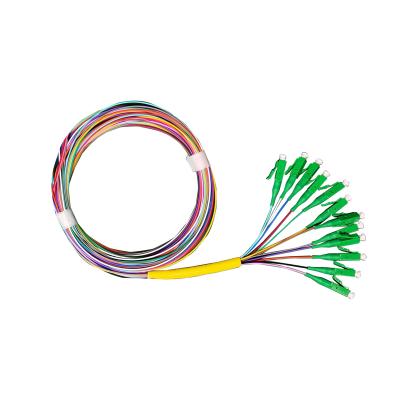 China 12 Core Pigtail LC APC , OD 0.9mm 60dB RL Single Mode Pigtail for sale