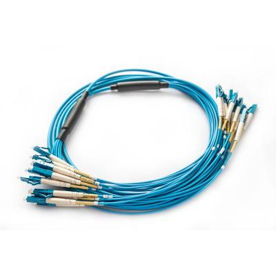 China G657A1 LC UPC Fan Out Patch Cord , 12 Core Single Mode Armoured Fiber Optic Patch Cord for sale