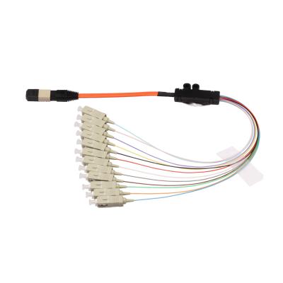 China MPO To SC Breakout Cable , 850nm OM2 12 Core Patch Cord Pigtail Multi Mode for sale